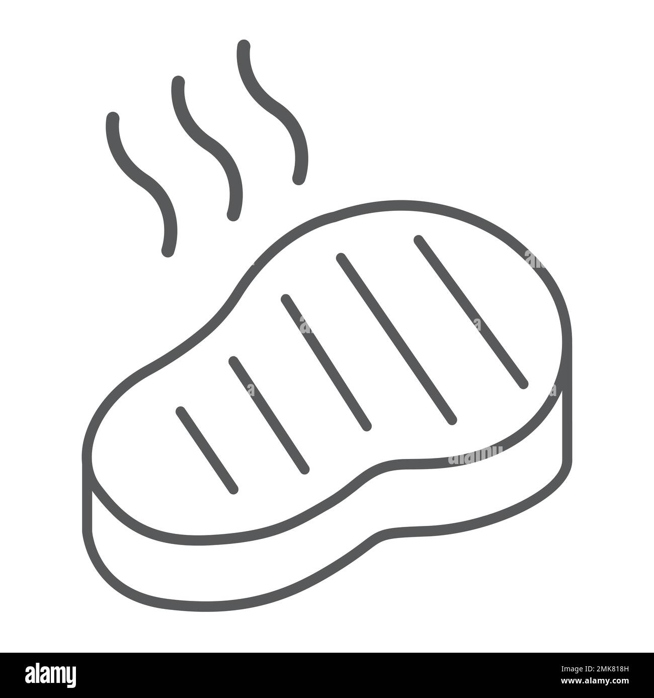 Steak thin line icon, food and meal, meat sign, vector graphics, a ...
