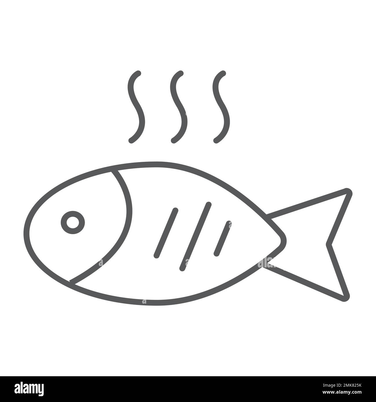 Fish thin line icon, food and animal, seafood sign, vector graphics, a ...
