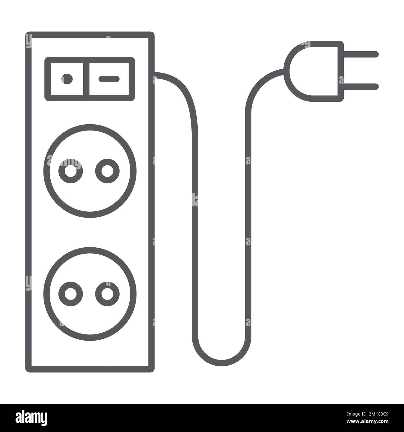 Electric extension thin line icon, energy and plug, socket sign, vector ...