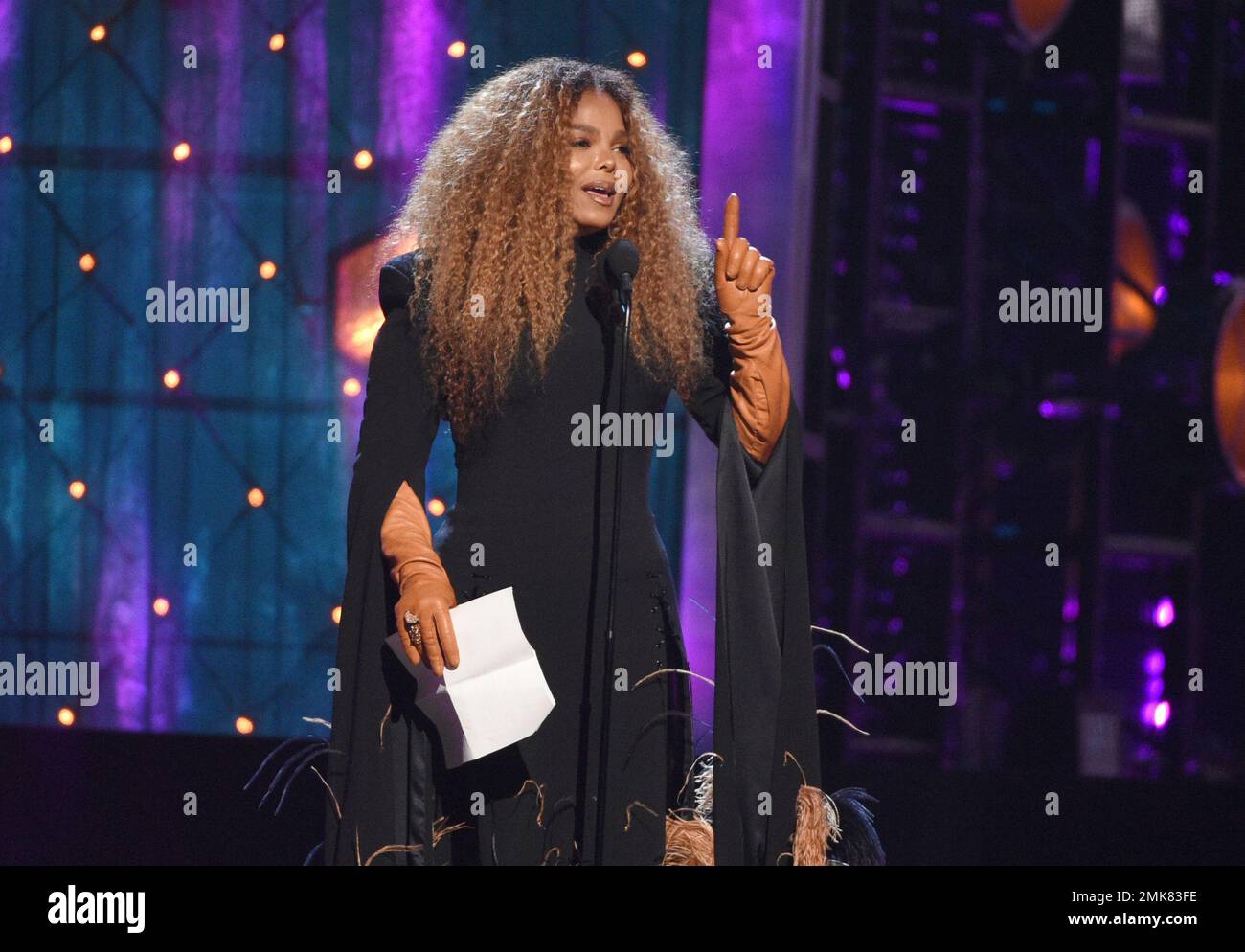 Inductee Janet Jackson speaks at the Rock & Roll Hall of Fame induction ...