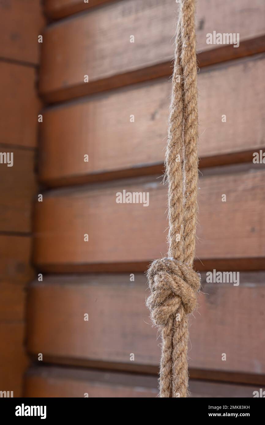 Bow knot made of linen rope string isolated over the background Stock ...