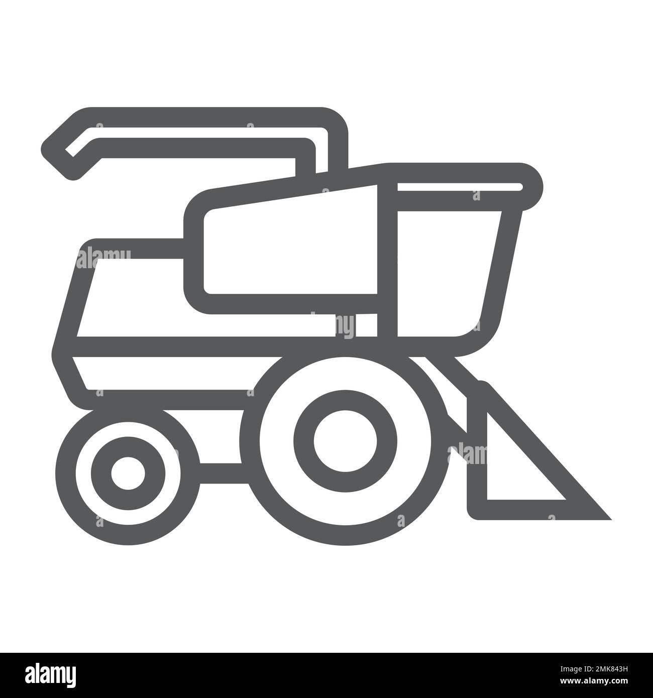 Combine harvester line icon, agriculture and farm, vehicle sign, vector ...