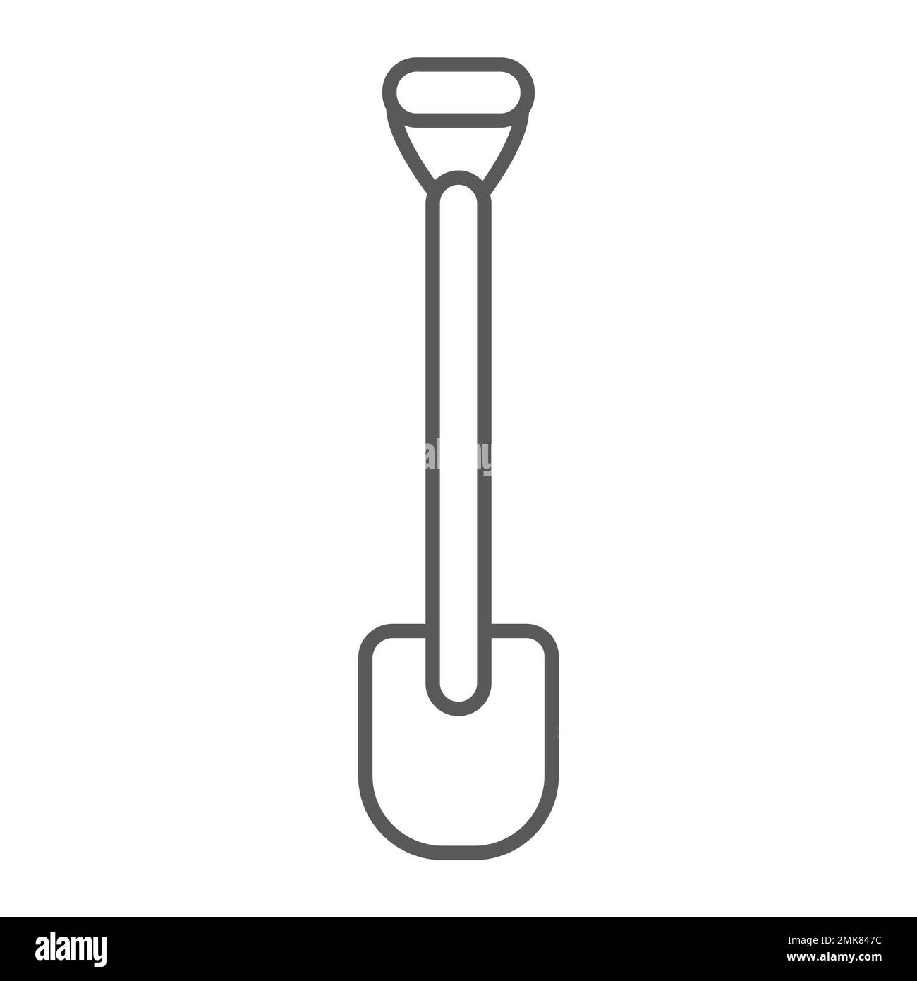 Shovel thin line icon, tool and farm, digger sign, vector graphics, a ...