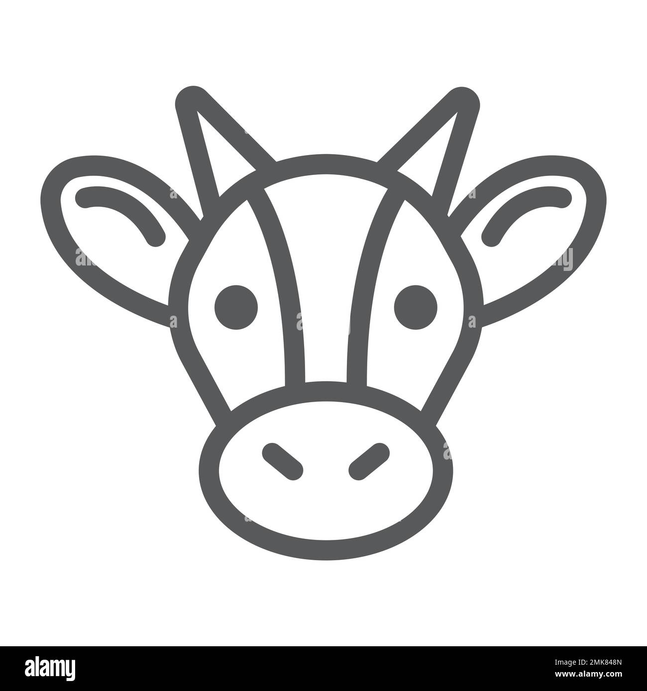 Cow line icon, animal and agriculture, cattle sign, vector graphics, a ...