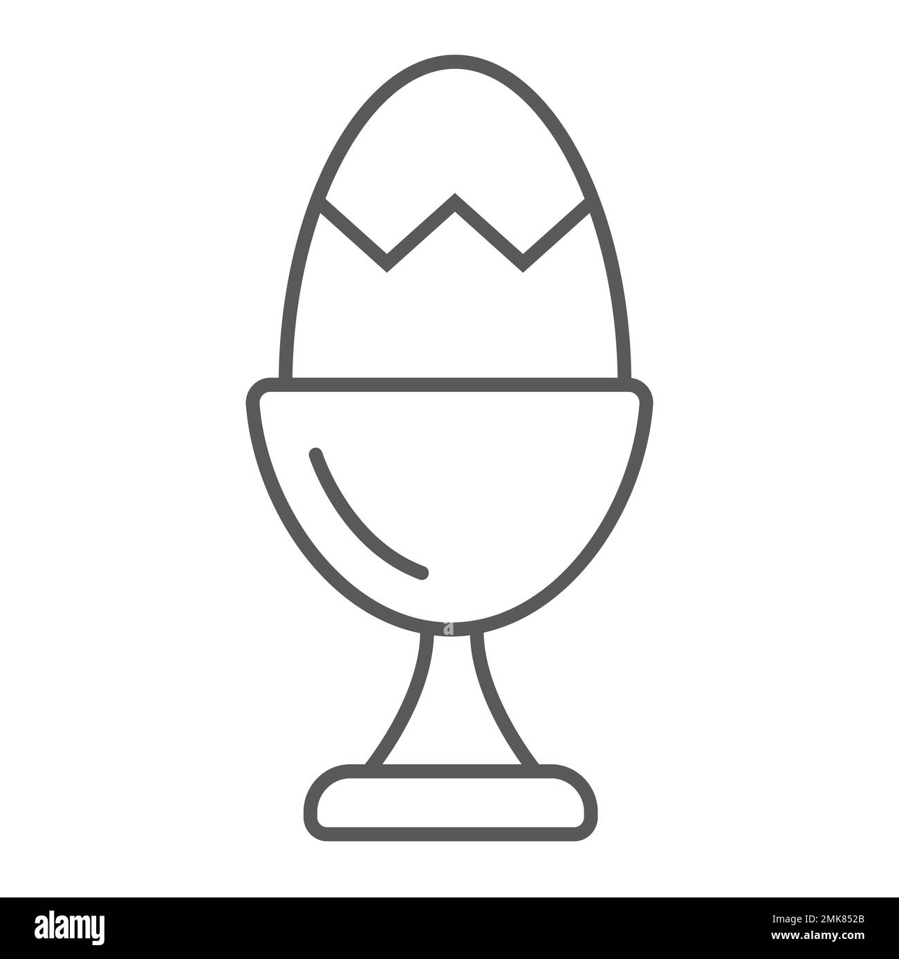 Boiled egg thin line icon, food and chicken, breakfast sign, vector ...