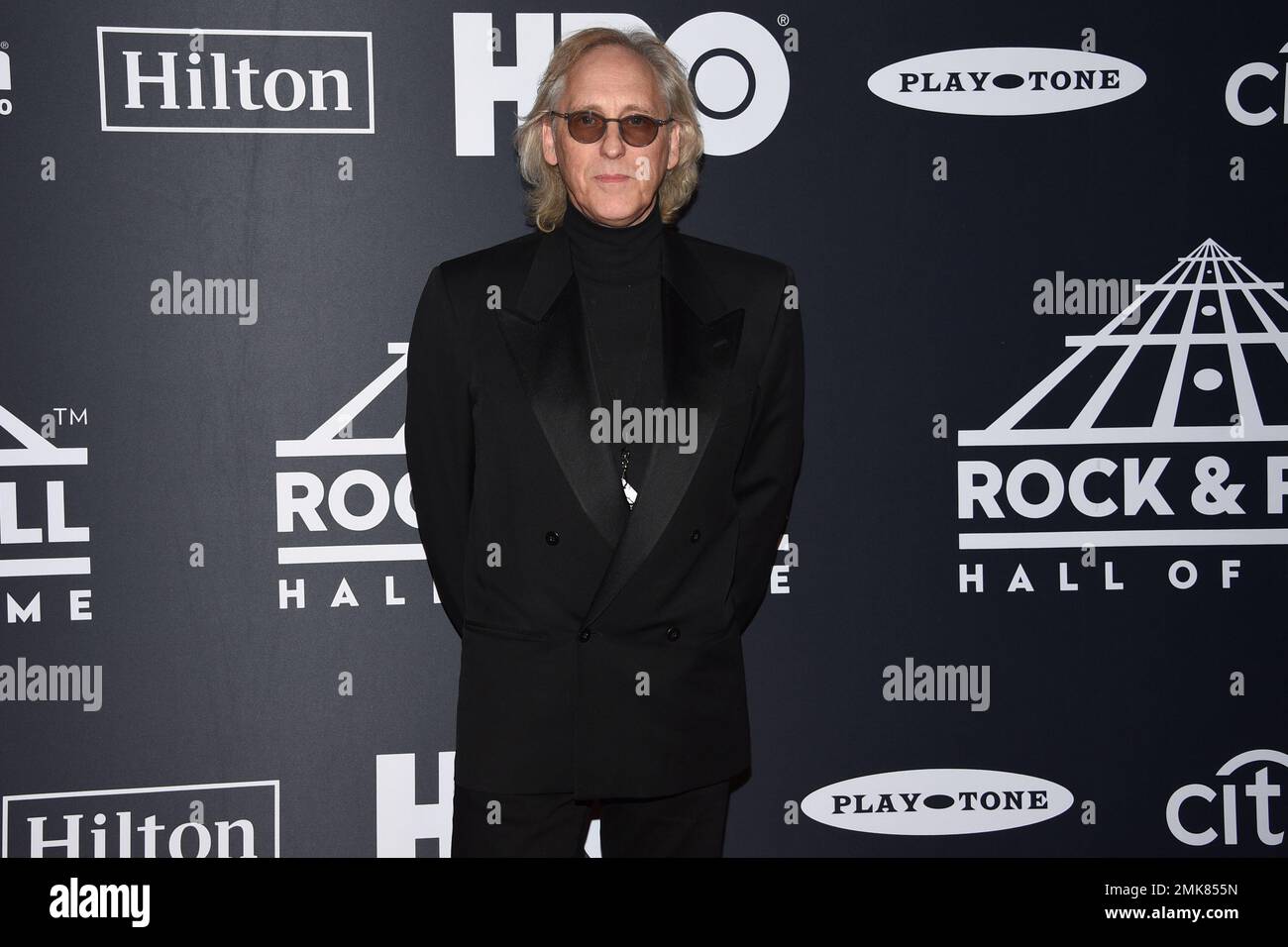 Eddie Jobson, of Roxy Music, arrives at the Rock & Roll Hall of Fame ...