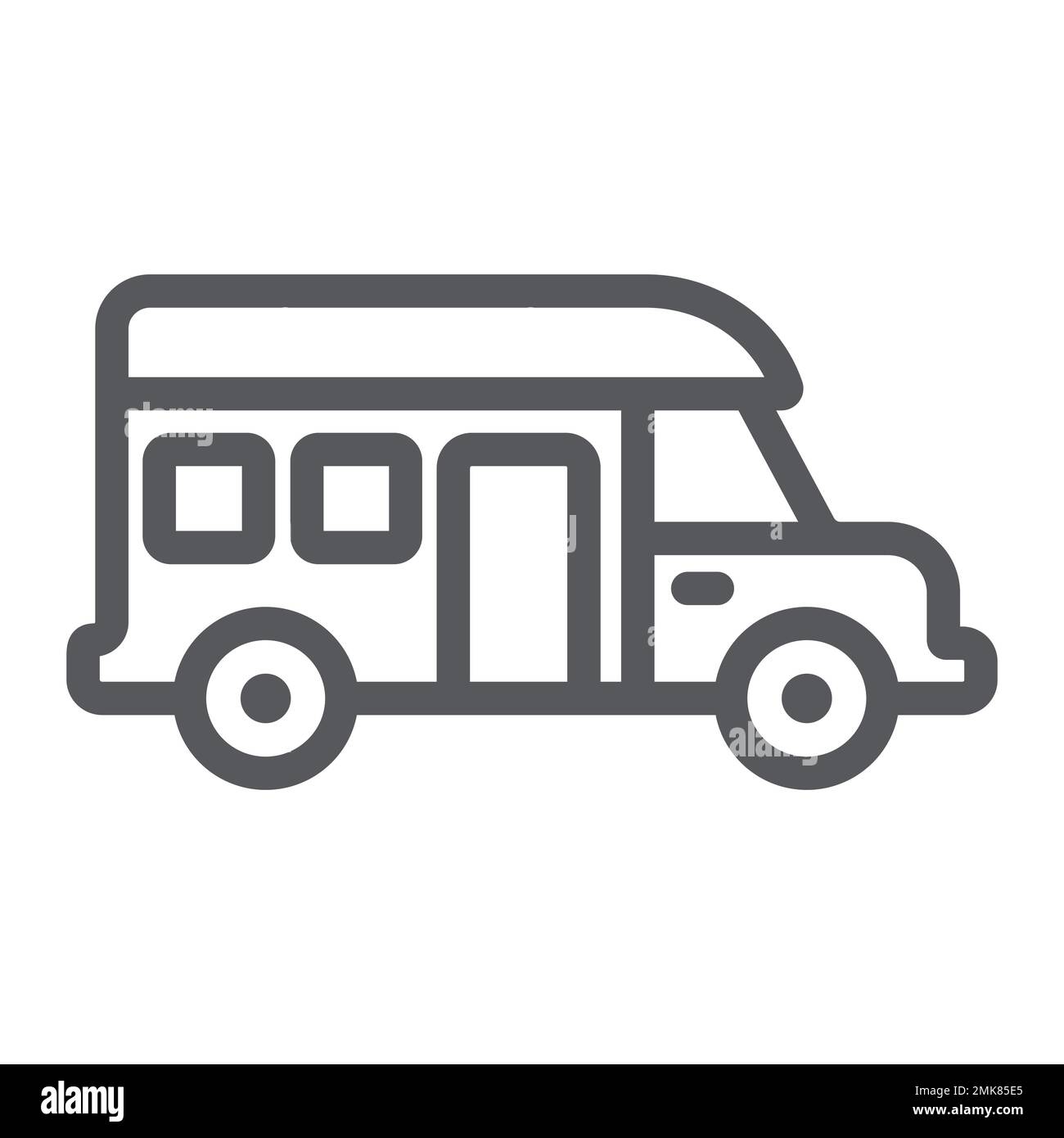 Motorhome line icon, transportation and auto, trailer sign, vector ...
