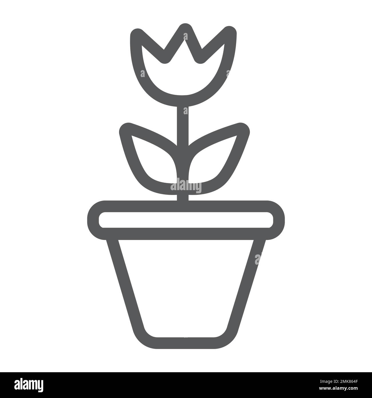 Flower in pot line icon, gardening and grow, plant sign, vector ...