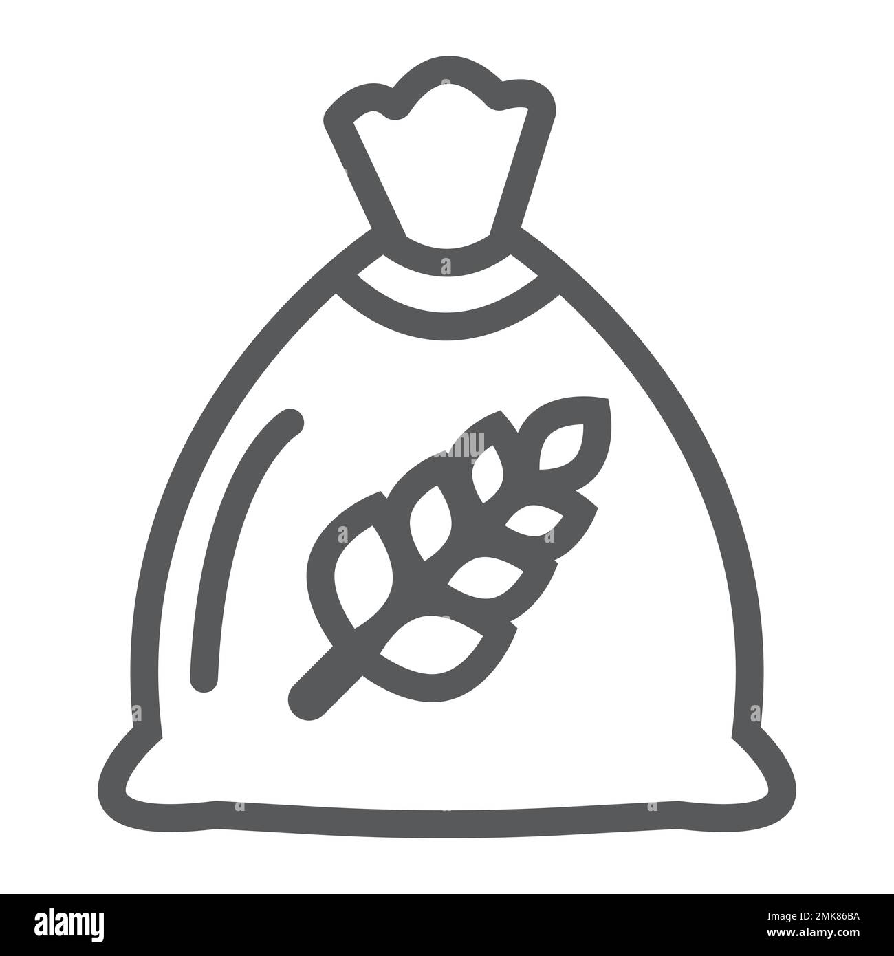 Wheat bag line icon, grain and farm, seed sack sign, vector graphics, a ...