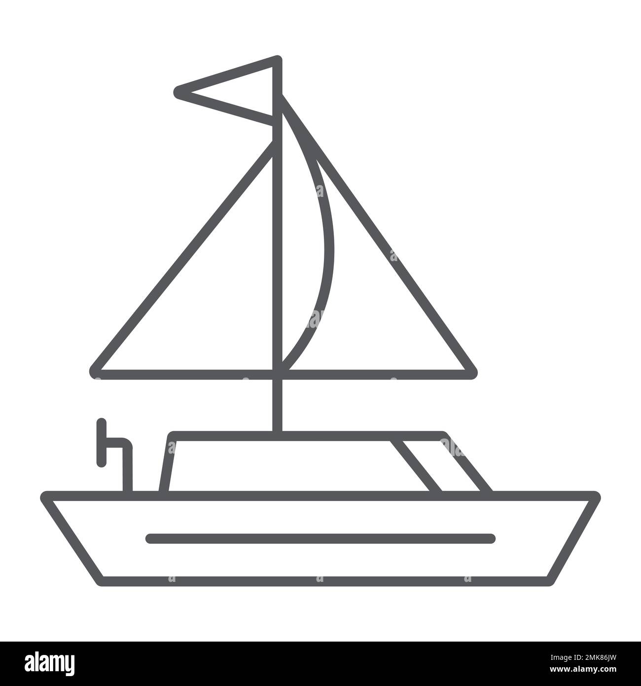 Yacht thin line icon, transportation and boat, sailboat sign, vector ...