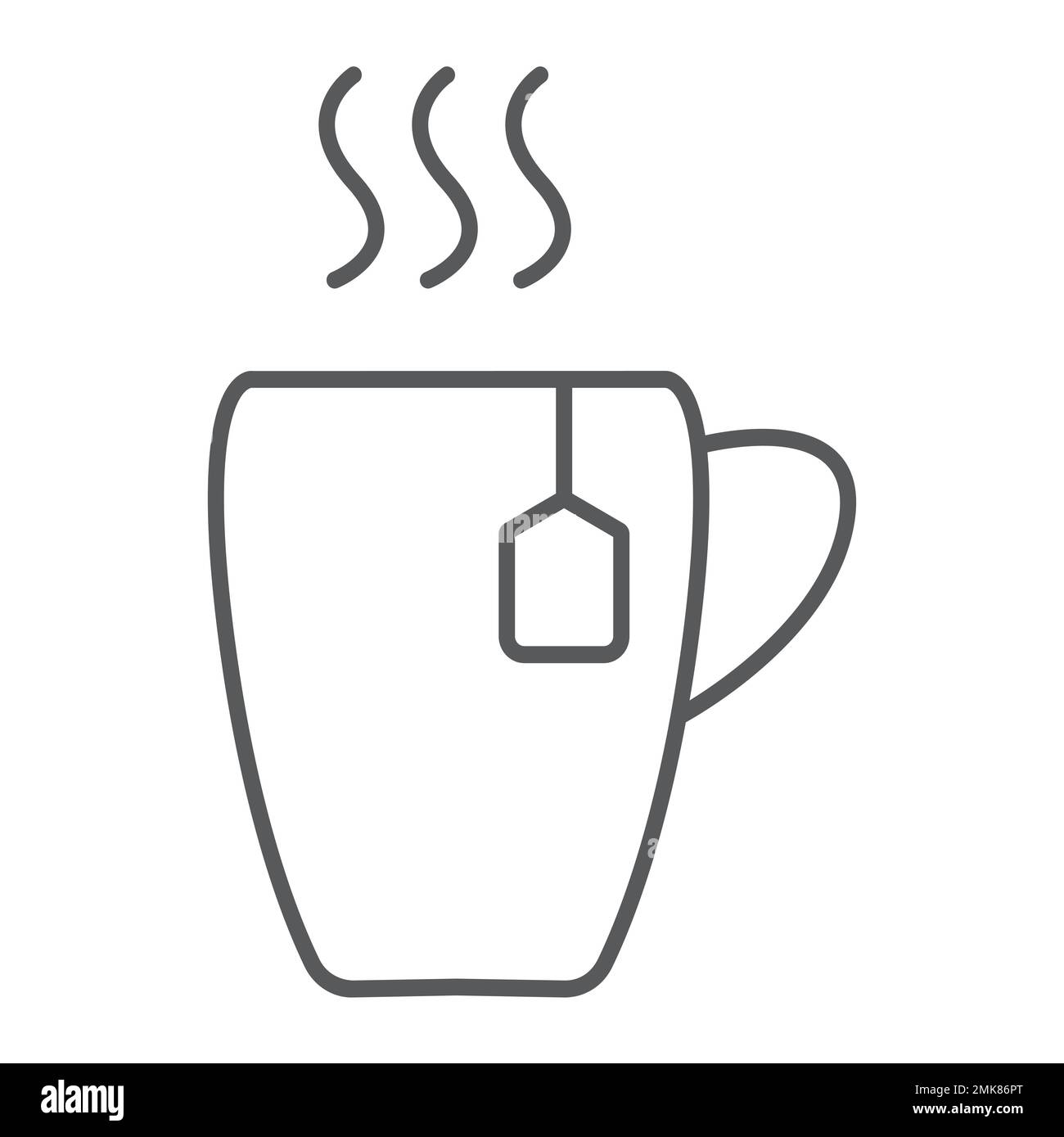 Cup thin line icon, food and drink, hot tea sign, vector graphics, a ...