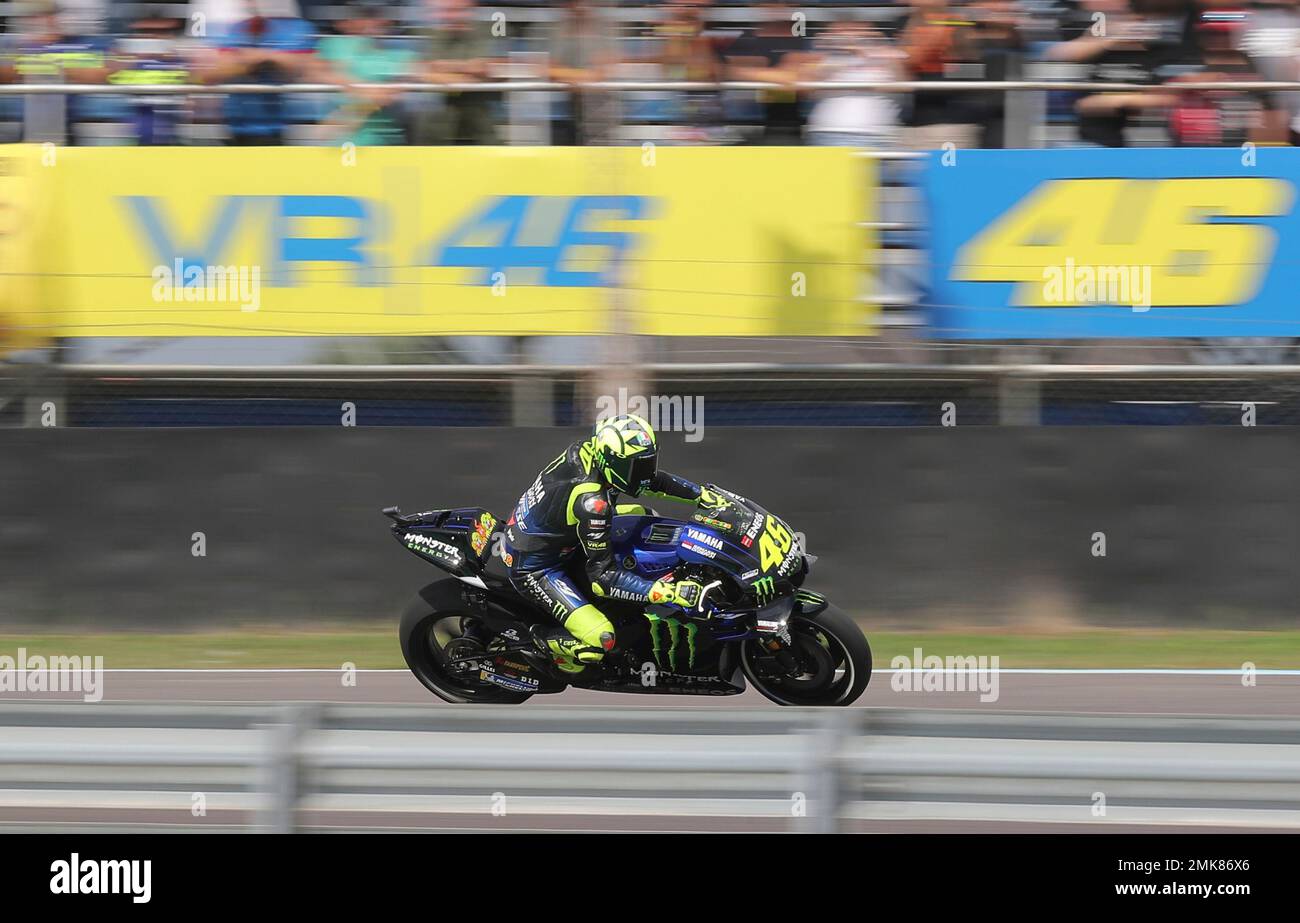 Valentino Rossi of Italy drives his motorcycle during a Moto GP ...