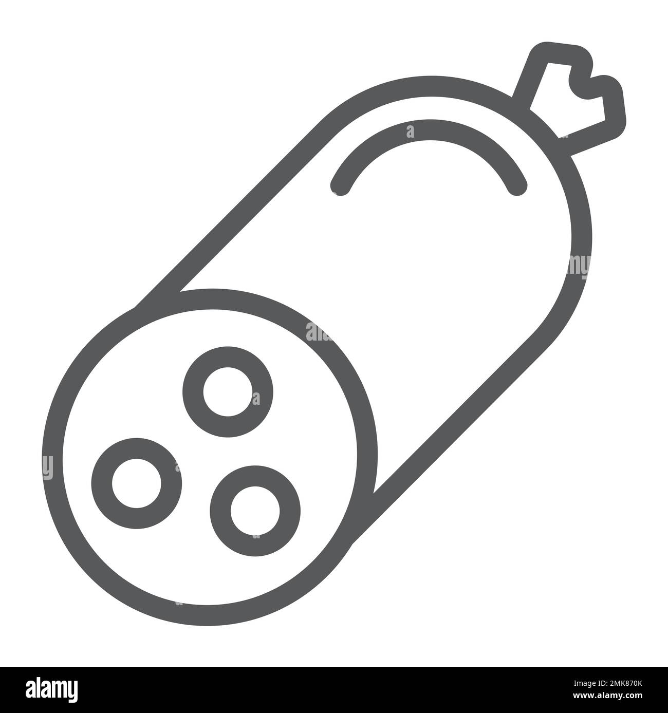 Salami line icon, food and meal, meat sign, vector graphics, a linear ...