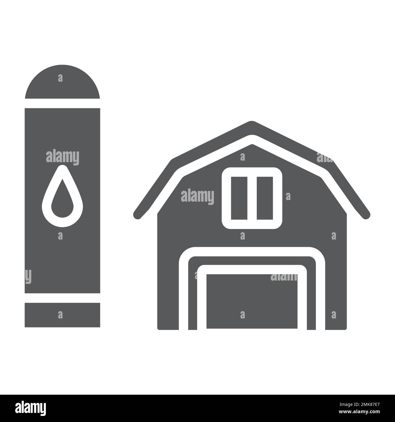 Barn glyph icon, agriculture and farm, hangar sign, vector graphics, a ...