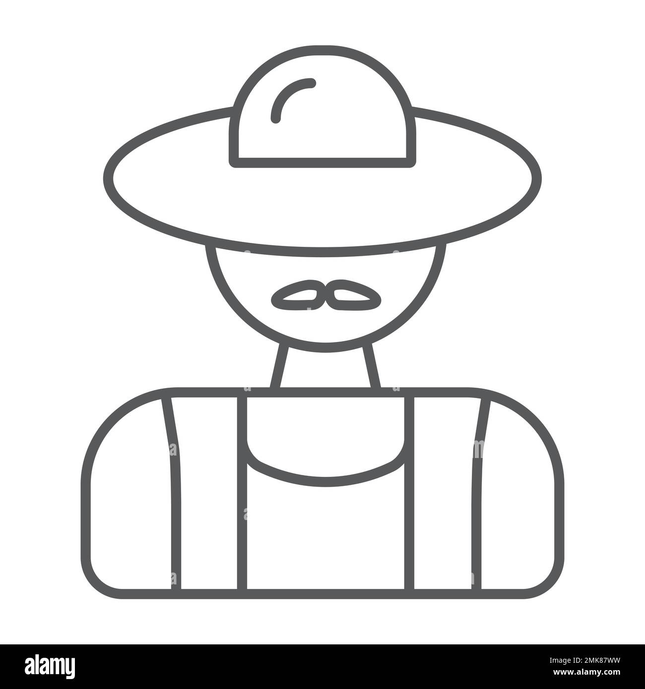 Farmer thin line icon, agriculture and farm, man sign, vector graphics ...