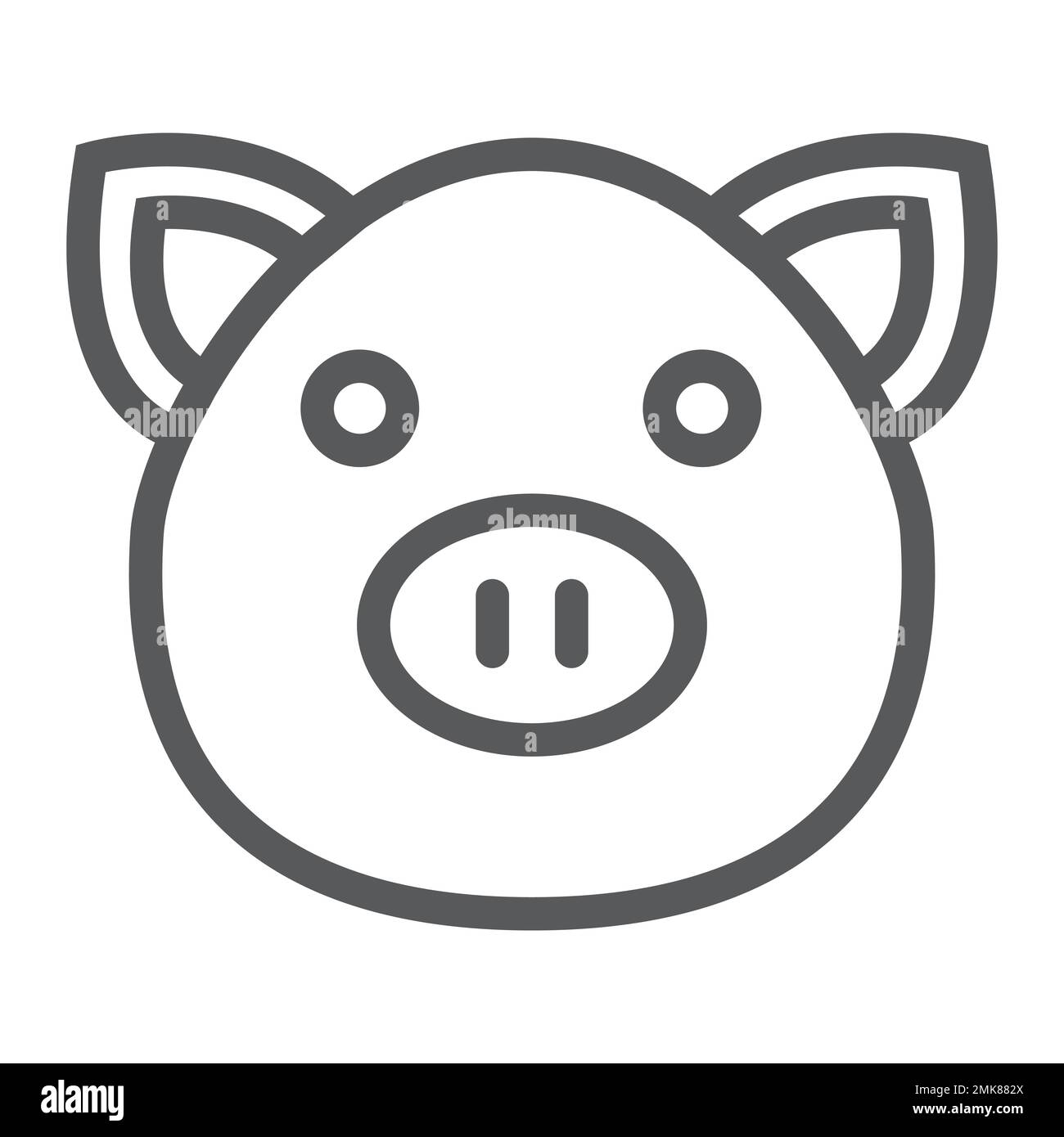 Pig line icon, animal and farm, piggy sign, vector graphics, a linear ...