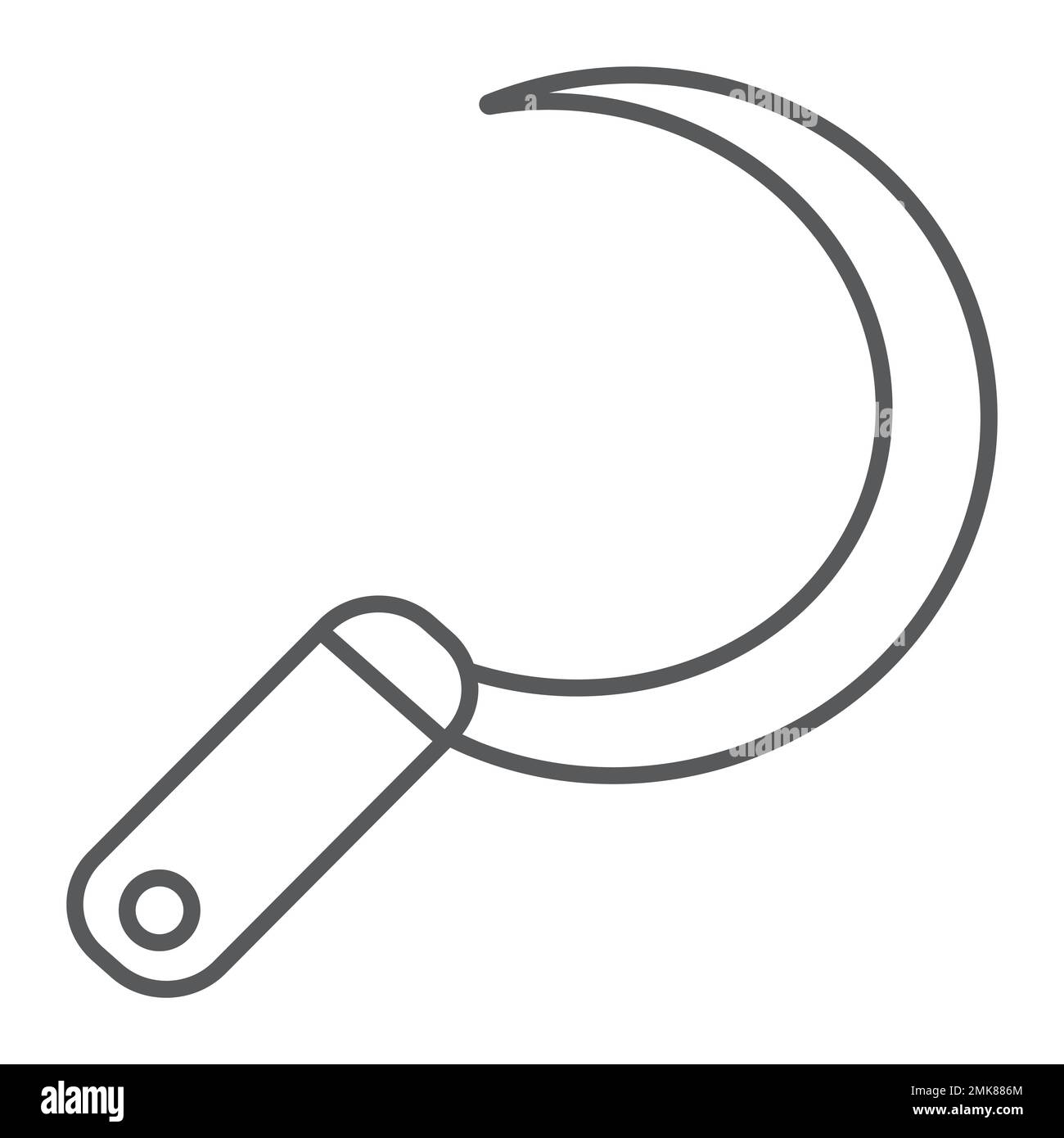 Sickle thin line icon, tool and agriculture, blade sign, vector ...