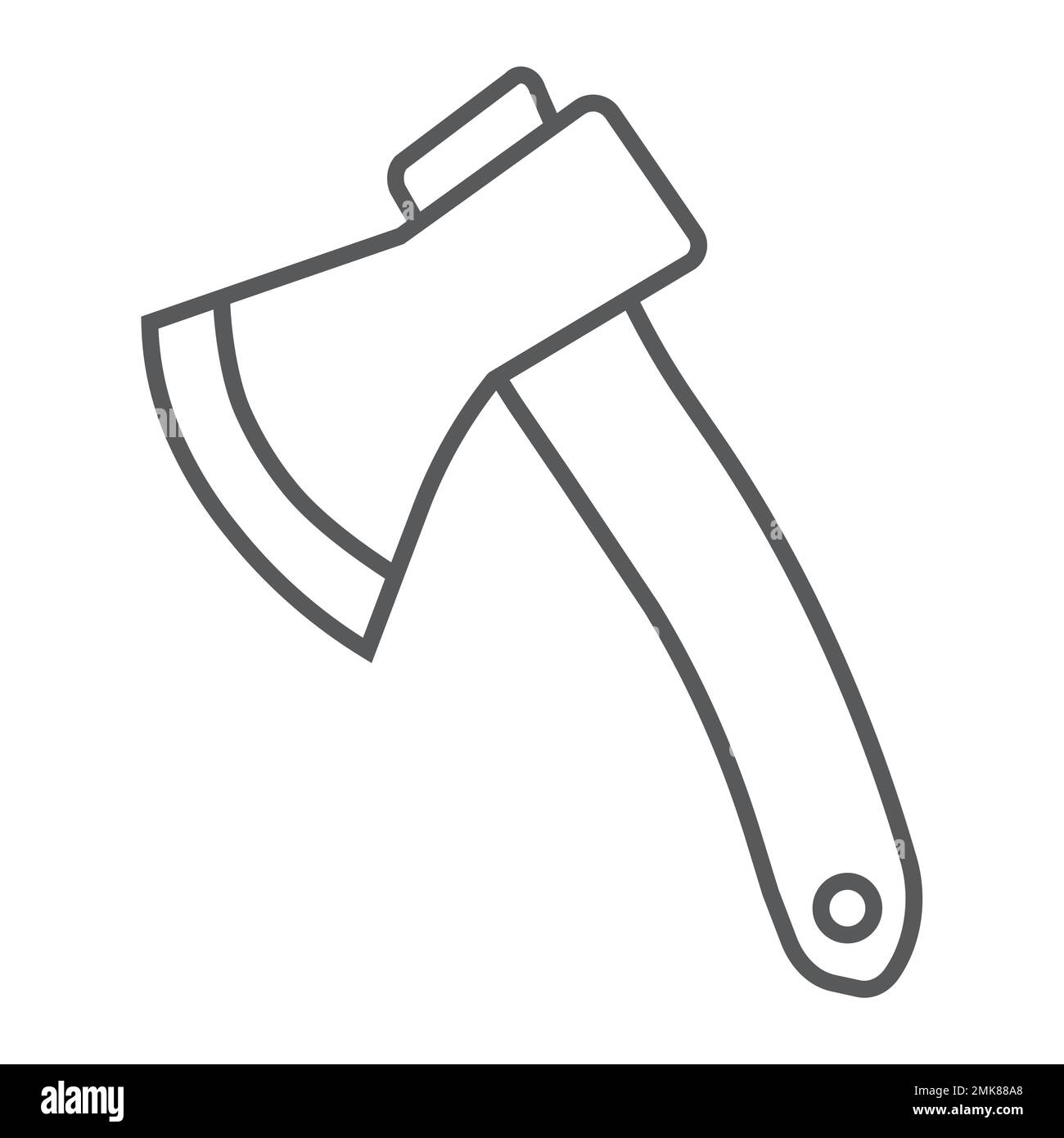 Axe thin line icon, tool and tomahawk, ax sign, vector graphics, a ...