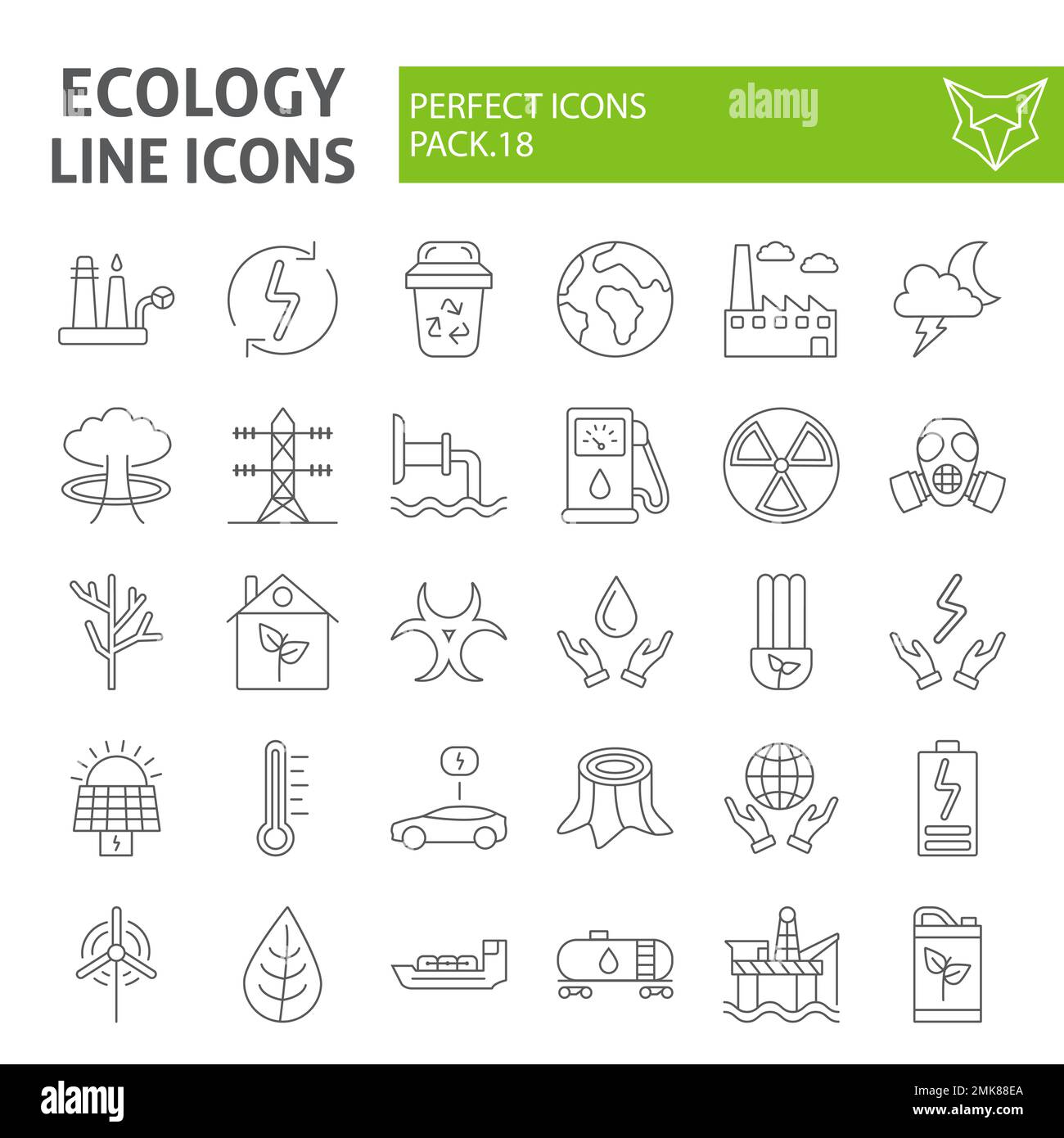 Ecology thin line icon set, eco symbols collection, vector sketches, logo illustrations, energy ...