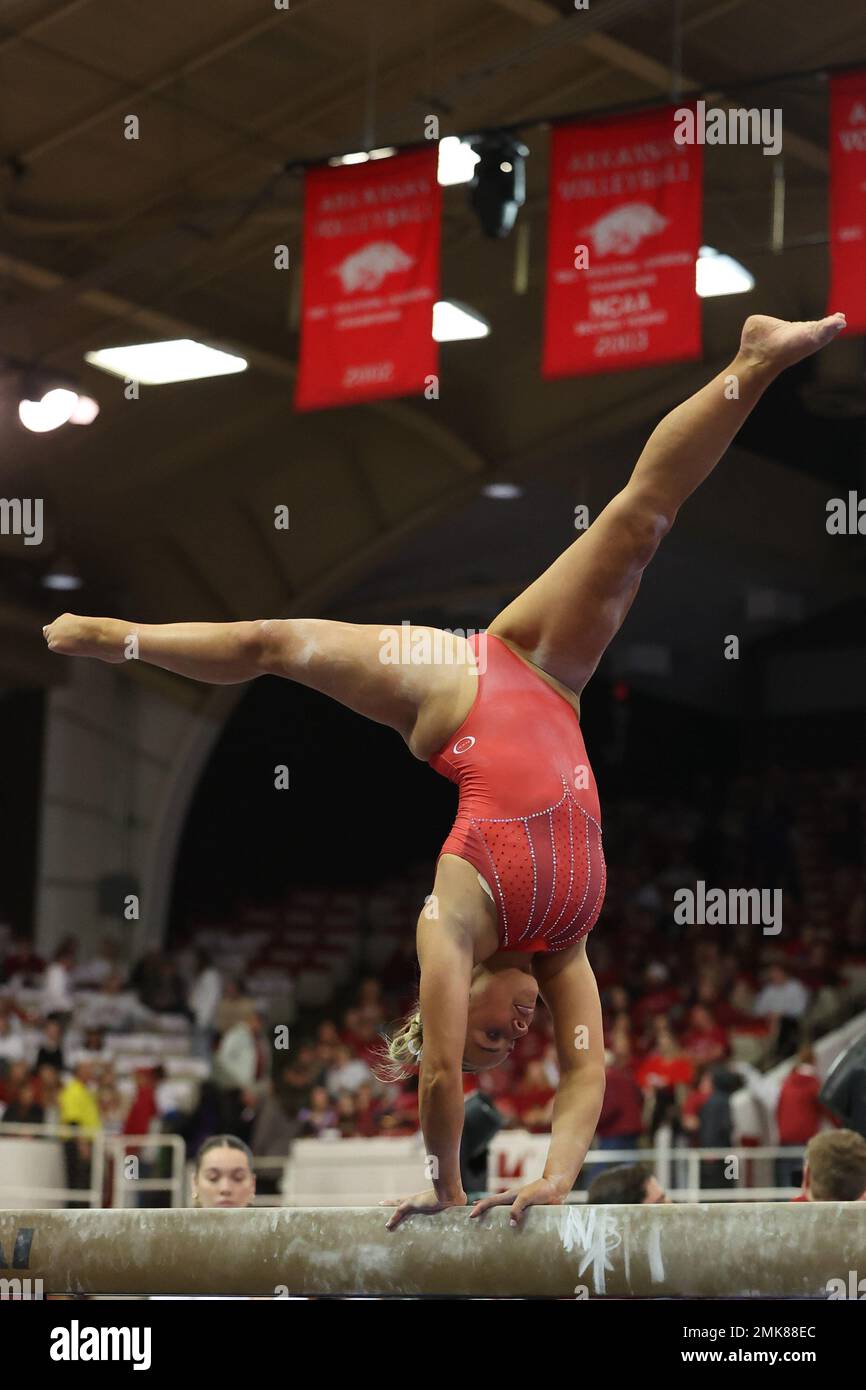 January 27, 2023: Razorback gymnast Cally Swaney during a beam routine ...