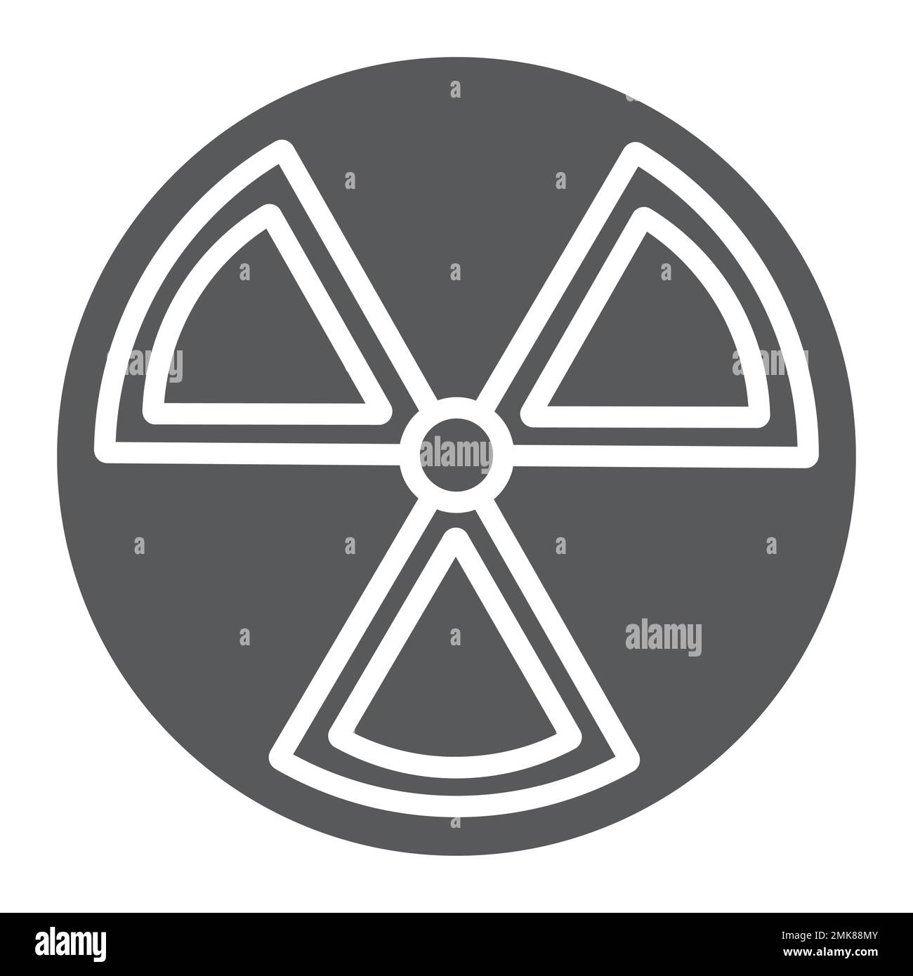 Radiation glyph icon, warning and symbol, hazard sign, vector graphics, a solid pattern on a ...