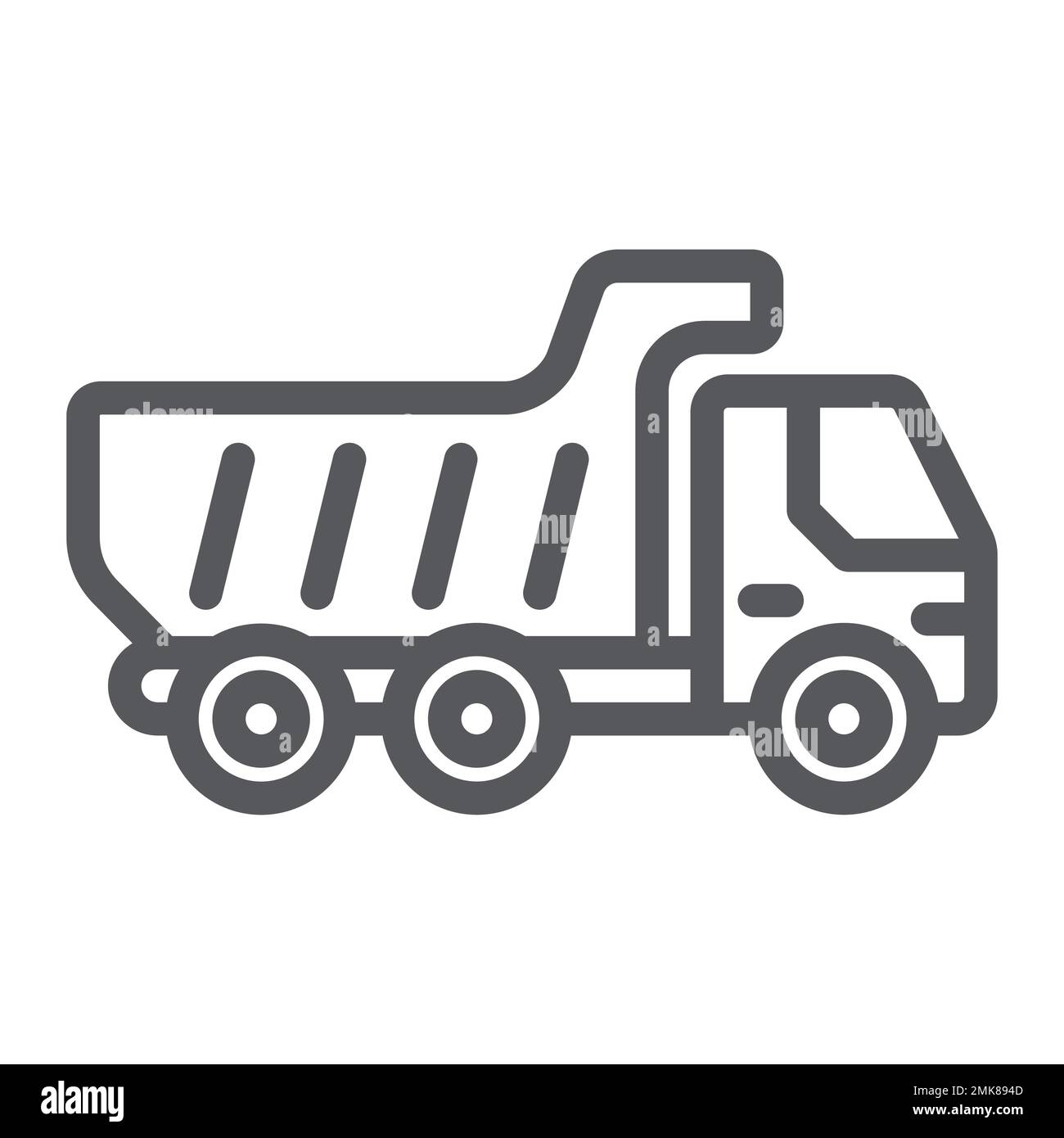 Dump truck line icon, transport and automobile, tipper truck sign ...