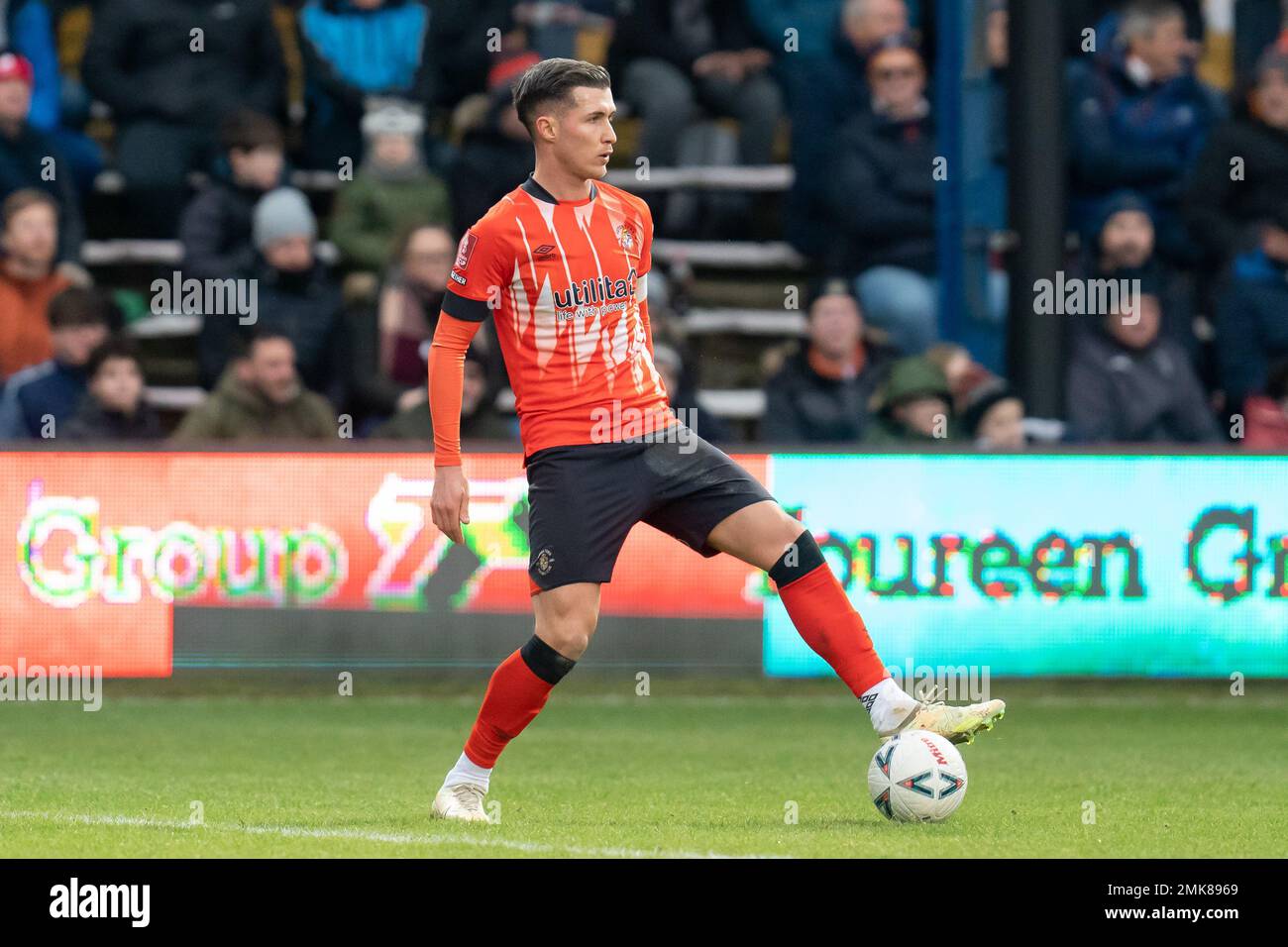 Dan Potts #3 of Luton Town during the Emirates FA Cup Fourth Round ...