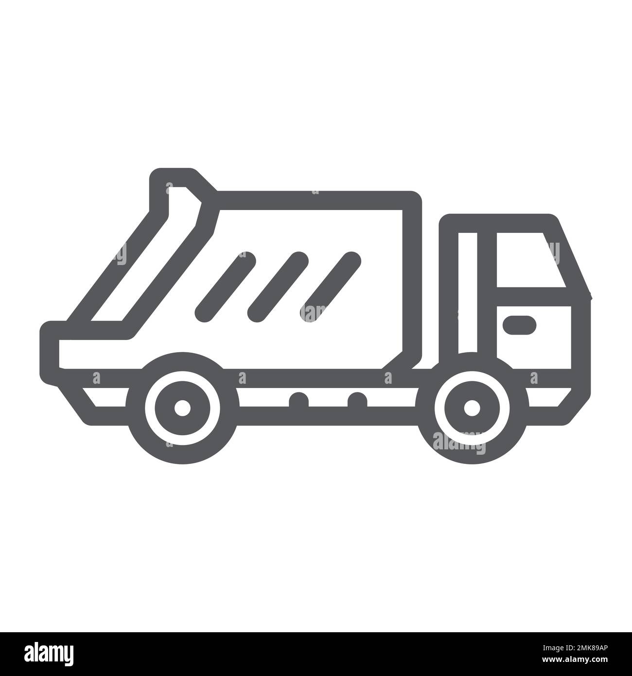 Garbage truck line icon, transportation and auto, waste lorry sign ...