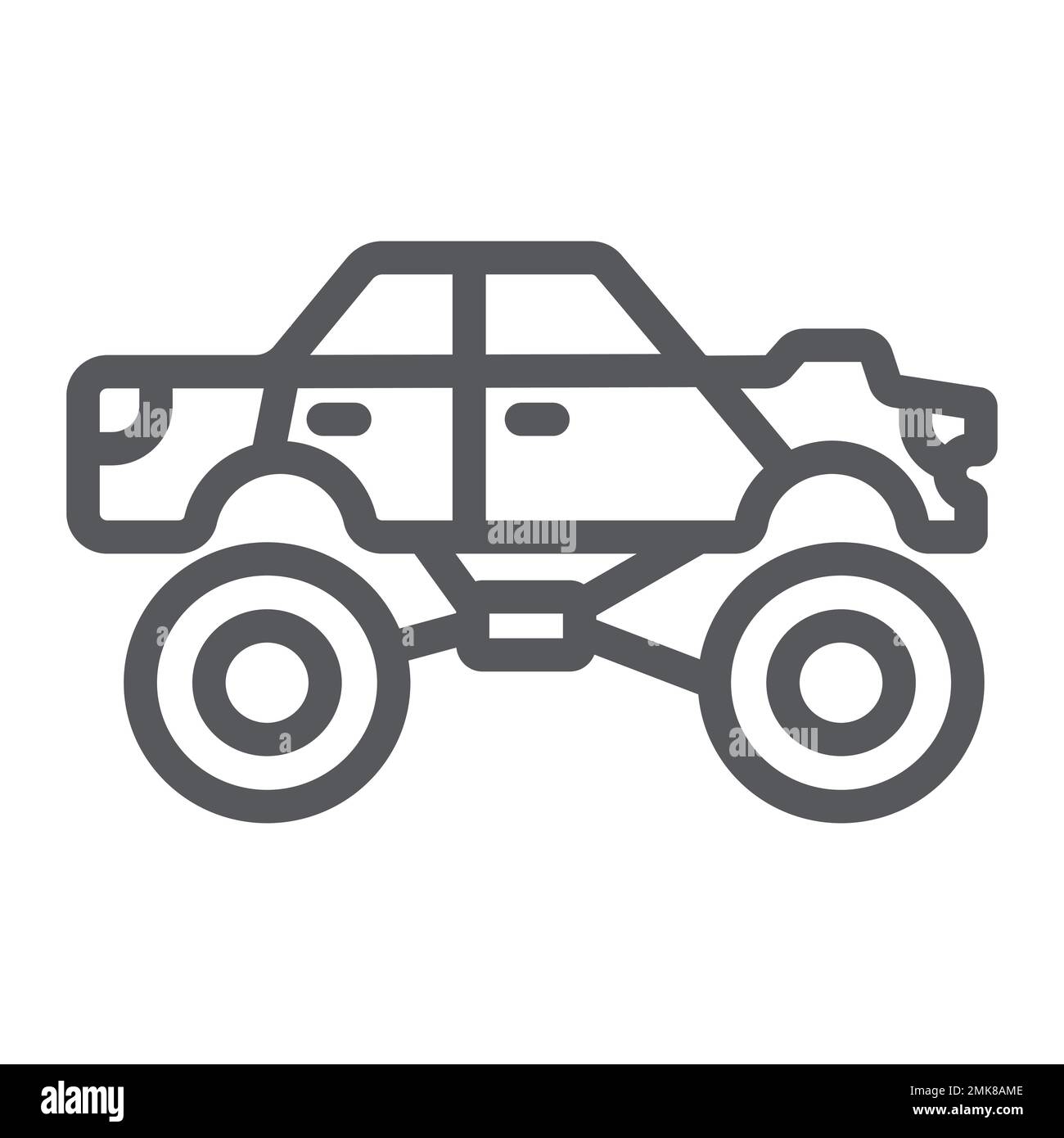 Monster truck line icon, transport and extreme, monster car sign ...