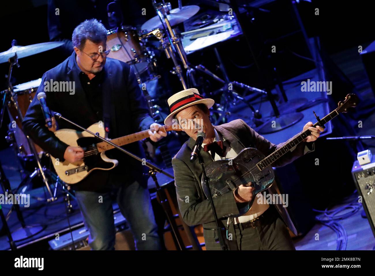 Ketch Secor, right, and Vince Gill perform during a television taping ...