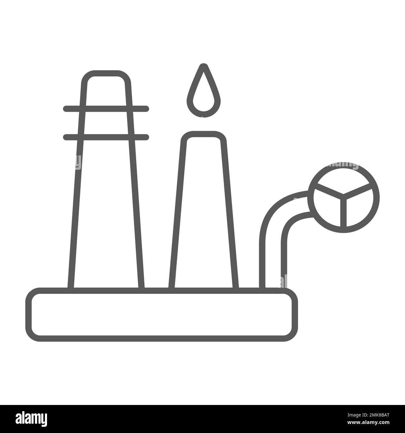 Oil refinery thin line icon, industrial and plant, factory sign, vector ...