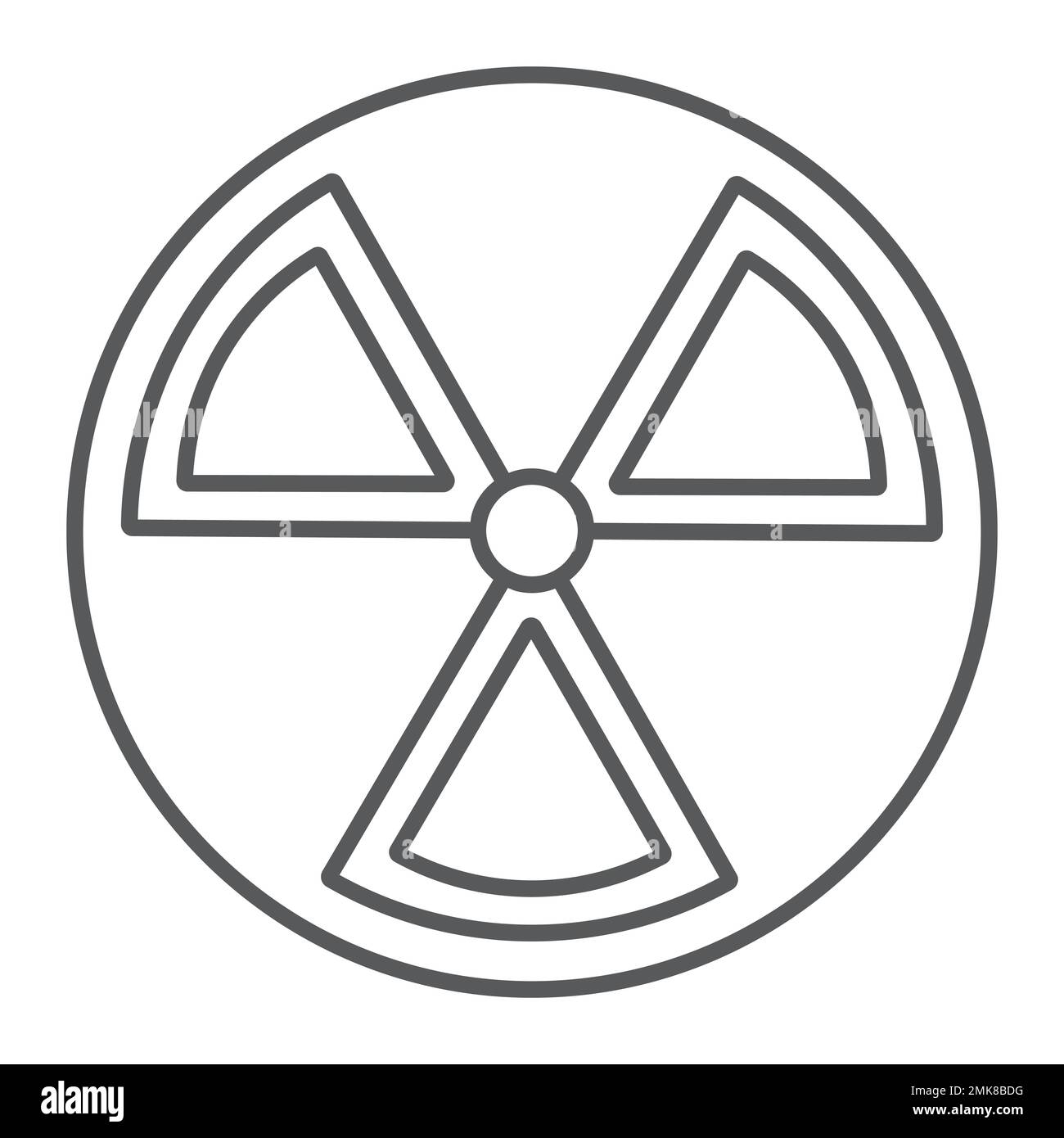 Radiation thin line icon, warning and symbol, hazard sign, vector graphics, a linear pattern on ...