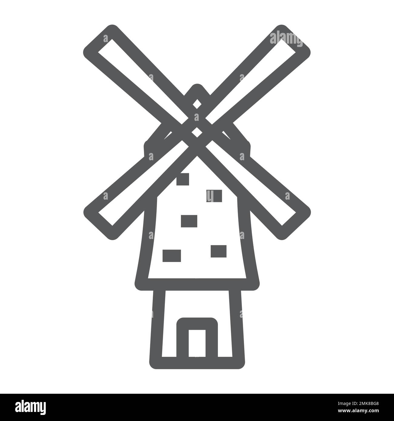 Windmill line icon, energy and wind, mill sign, vector graphics, a ...
