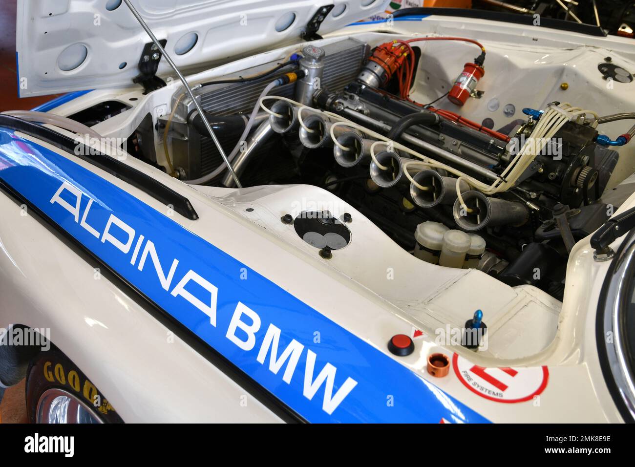Scarperia, 3 April 2022: Engine detail of BMW 3.0 CSL 1975 in the box ...