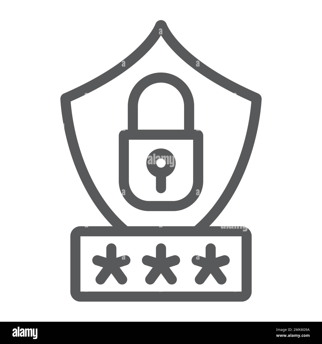Password Protection Line Icon Privacy And Access Security Sign Vector Graphics A Linear