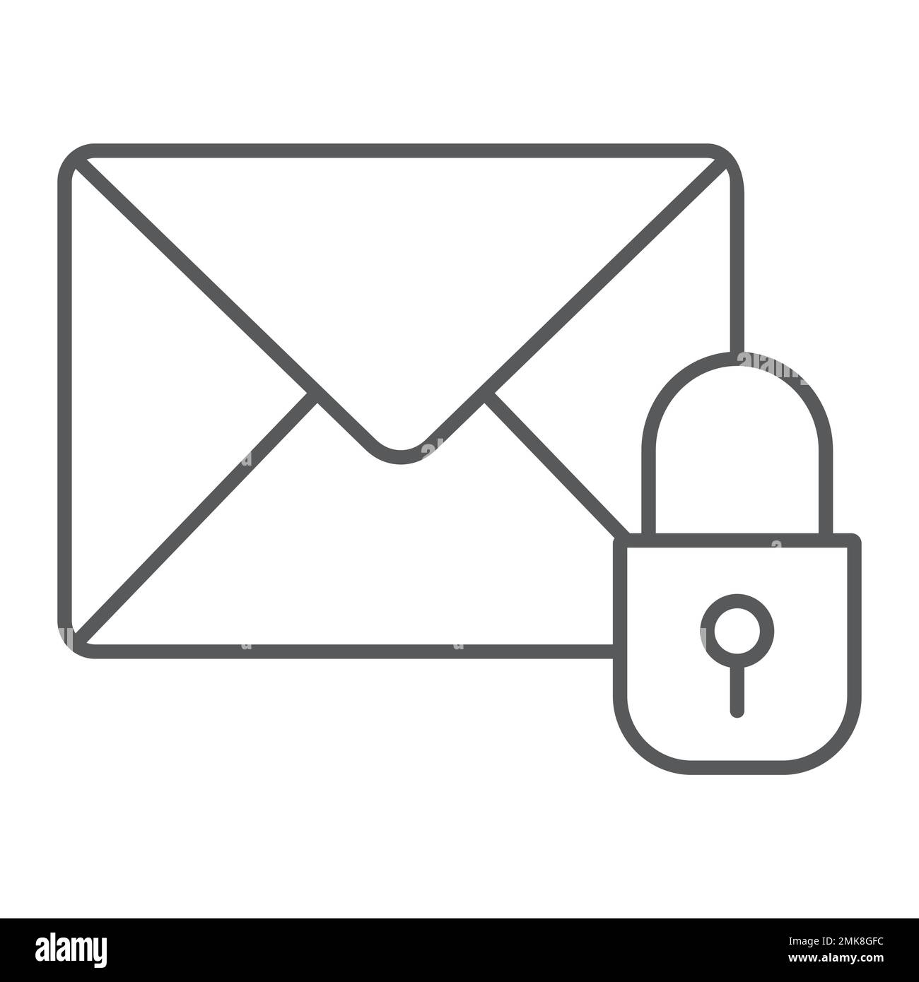 Email protection thin line icon, mail and security, envelope sign ...
