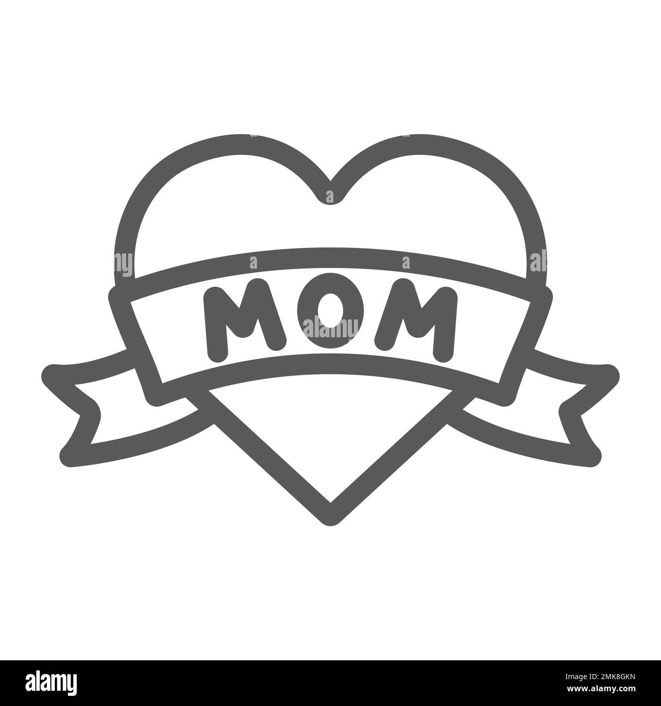 Heart with mom inscription line icon, love and mother, love mom tatoo ...