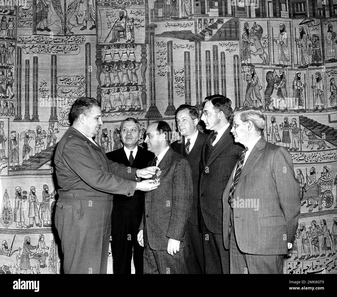 Maj. Gen. Leslie R. Groves, left, chief of the atom bomb project ...
