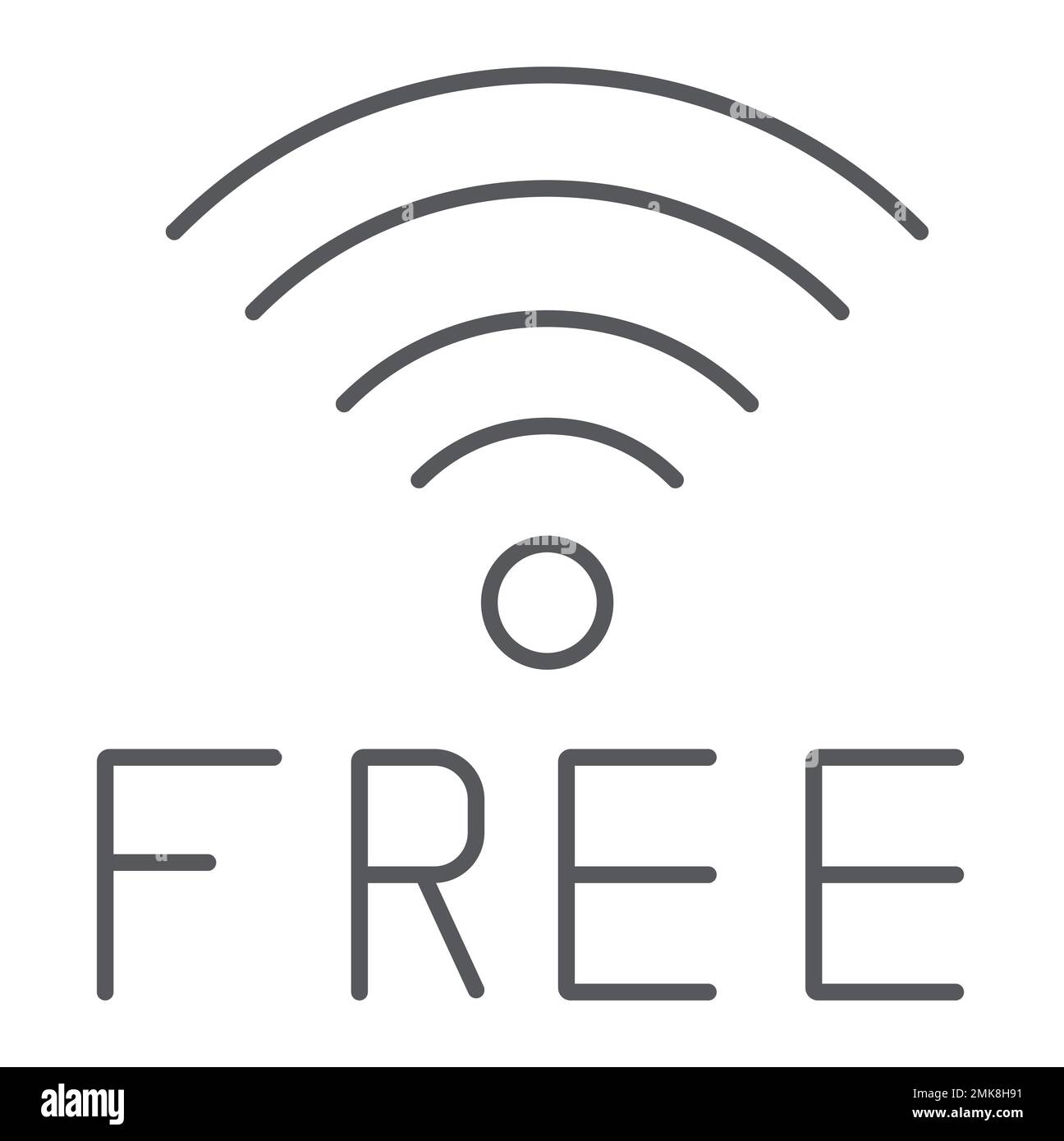 Free wifi thin line icon, signal and connection, wireless internet sign ...
