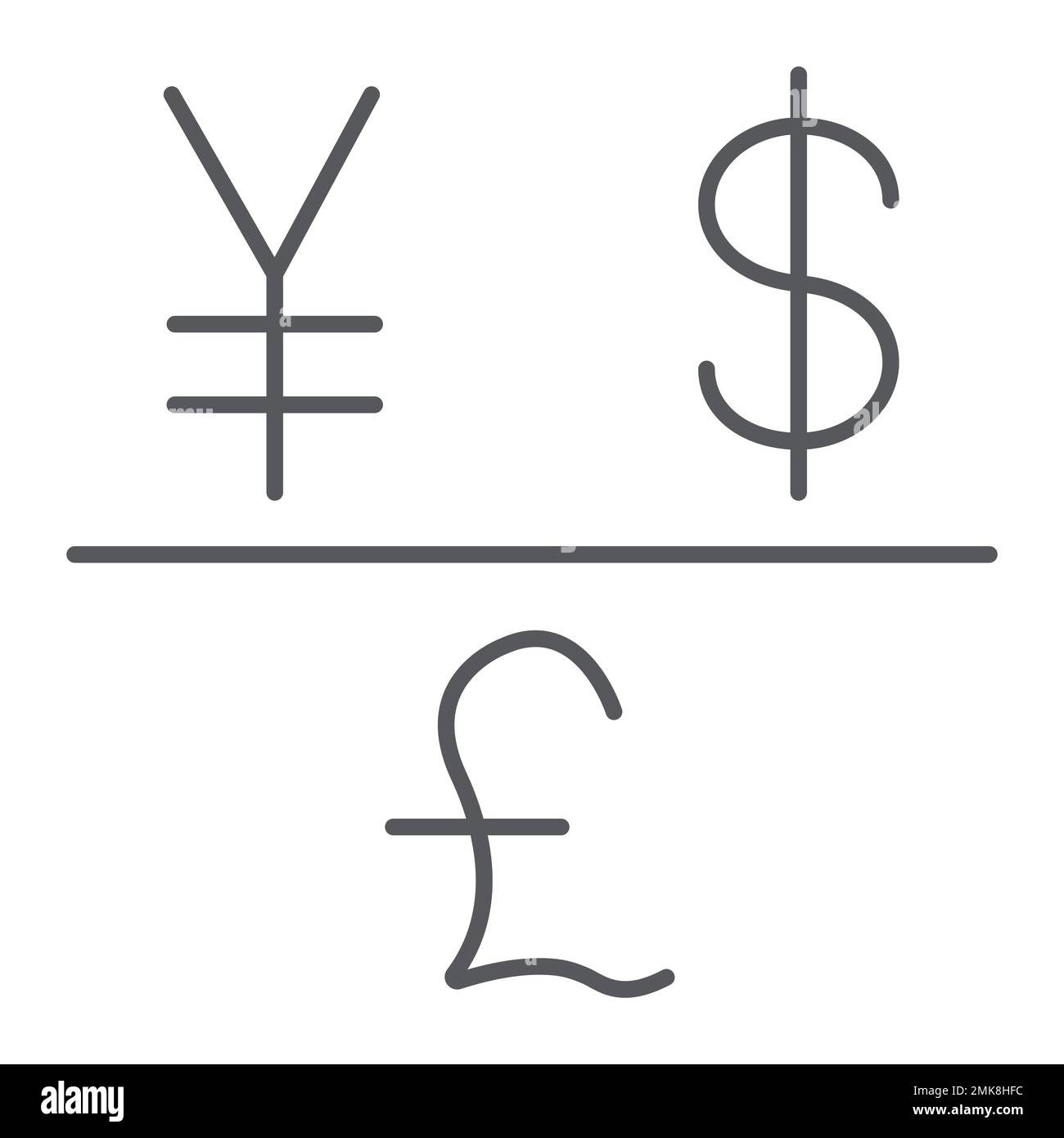 Currency thin line icon, financial and bank, money sign, vector ...