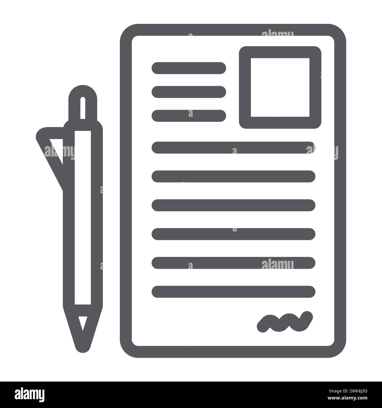 Document and pen line icon, office and paper, sign form sign, vector ...