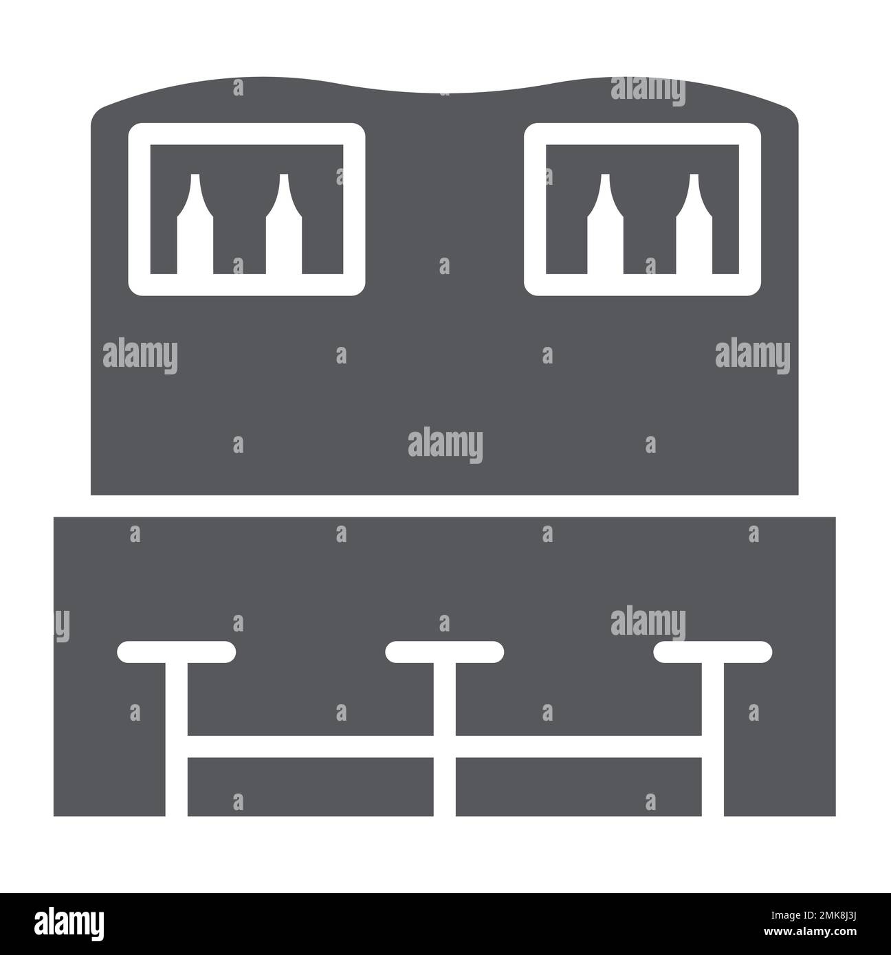 Bar counter glyph icon, drink and pub, pub table sign, vector graphics ...