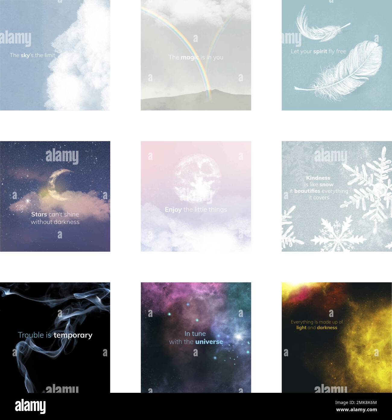 Nature social media template vector with editable text collection ...