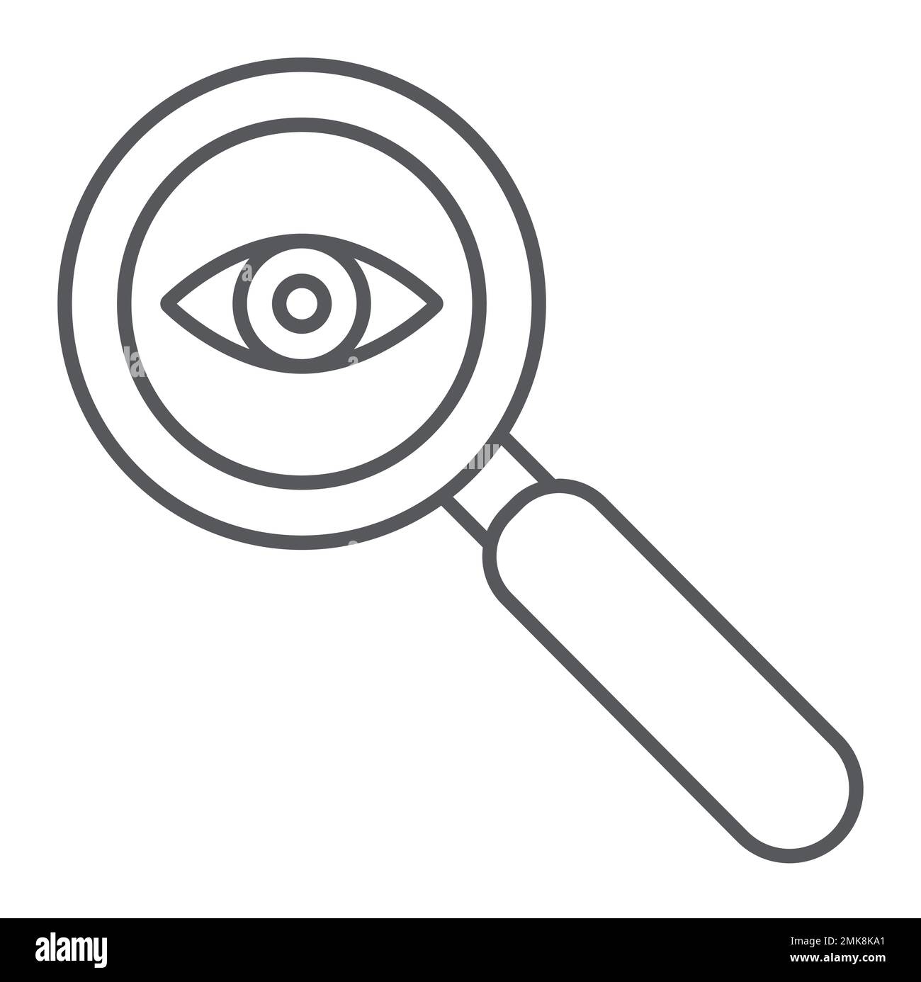 Observation thin line icon, surveillance and lens, eye and magnifier ...
