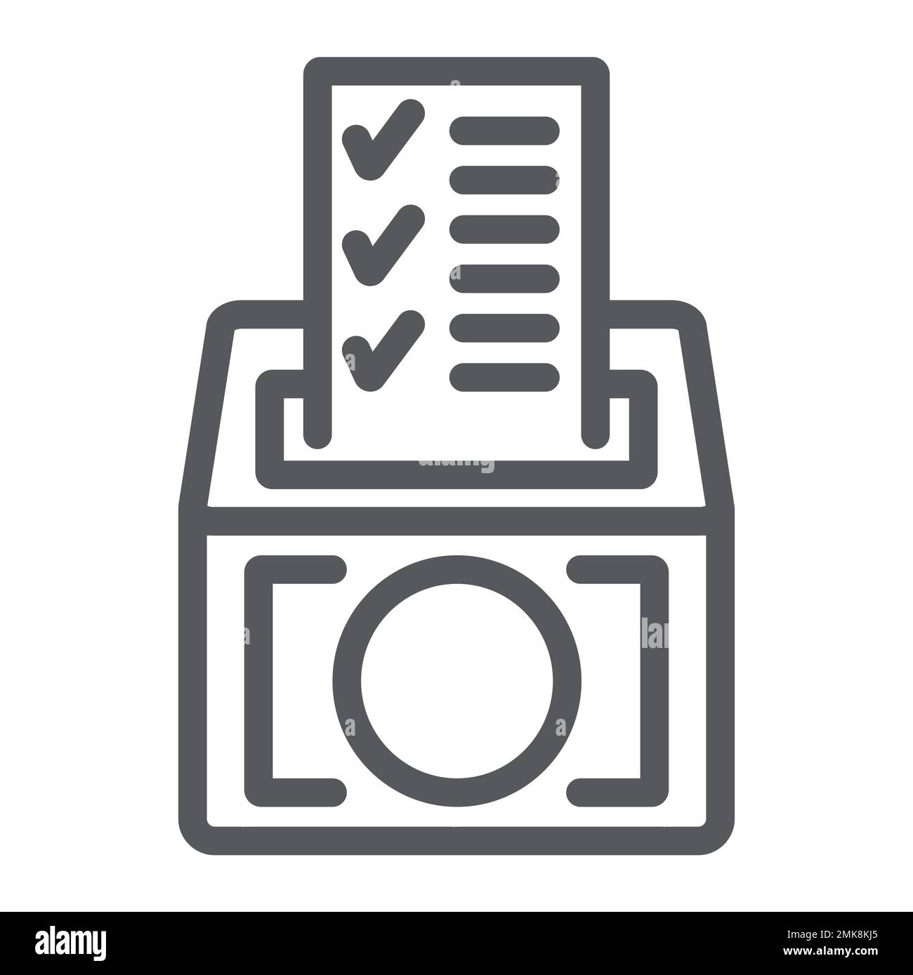 Poll line icon, vote and container, ballot box sign, vector graphics, a ...