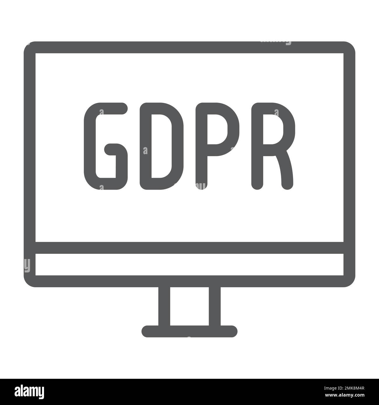 Gdpr monitor line icon, computer and screen, desktop sign, vector graphics, a linear pattern on ...