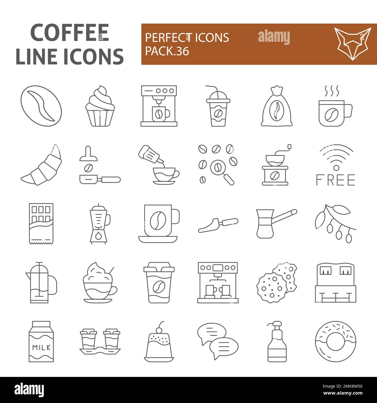 Coffee thin line icon set, cafe symbols collection, vector sketches ...