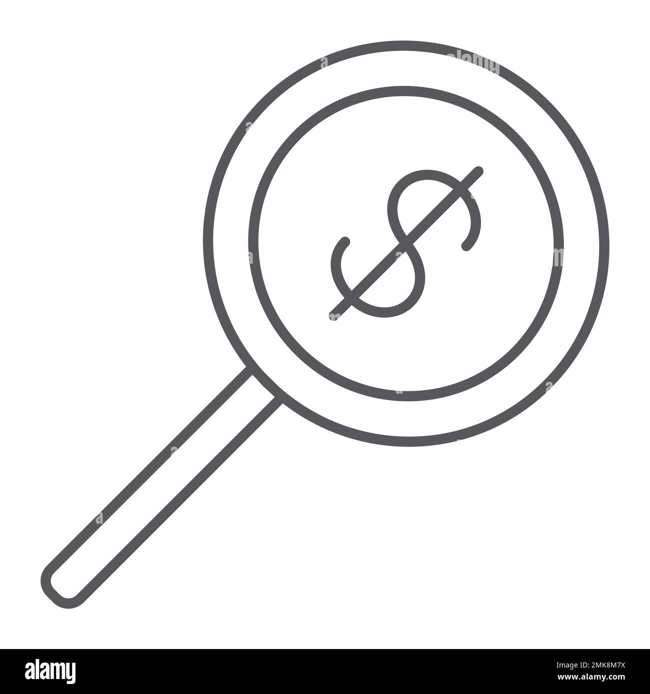 Money search thin line icon, dollar and lens, magnifier sign, vector ...