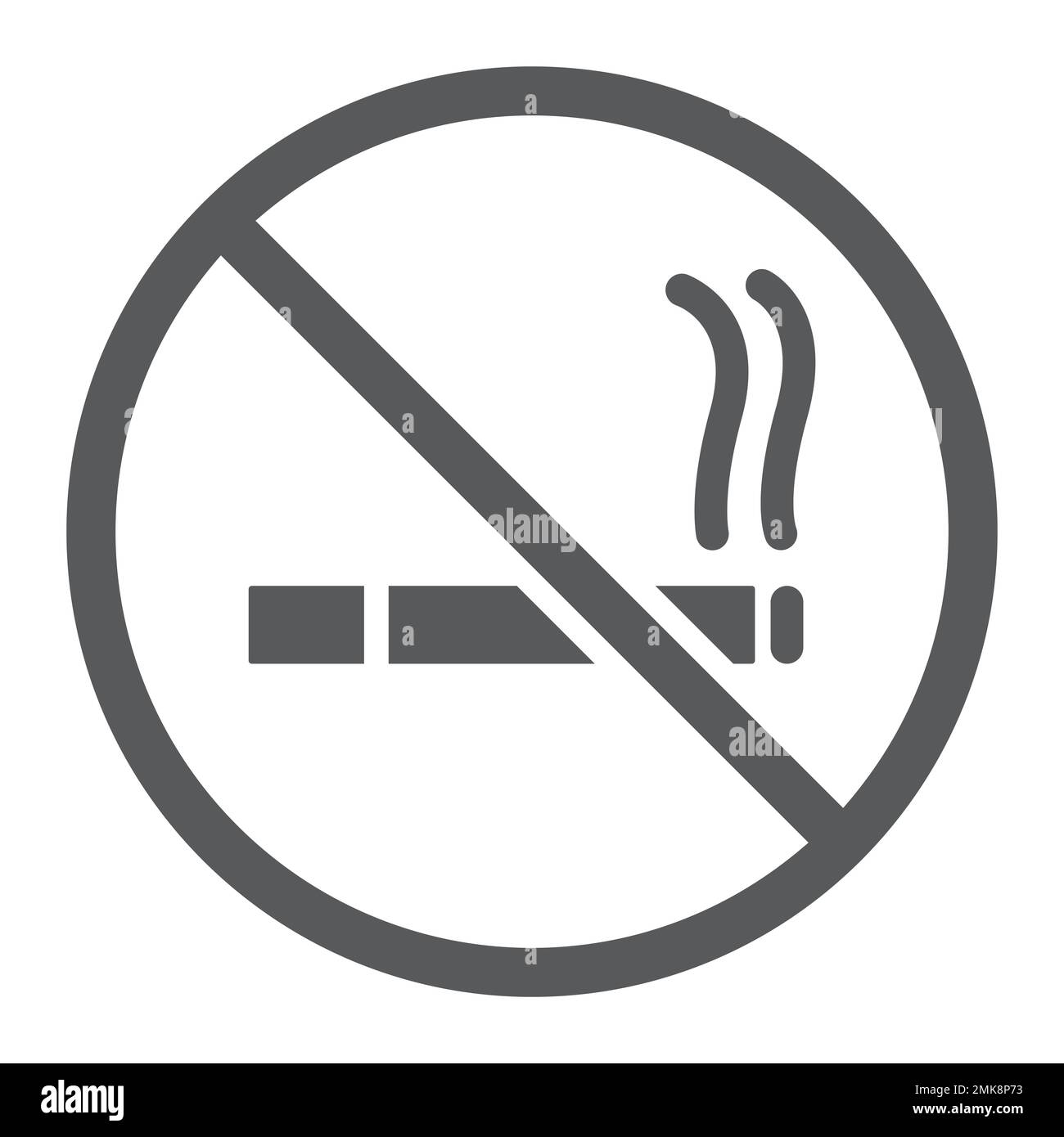 No smoking glyph icon, forbidden and stop, no cigarette sign, vector ...