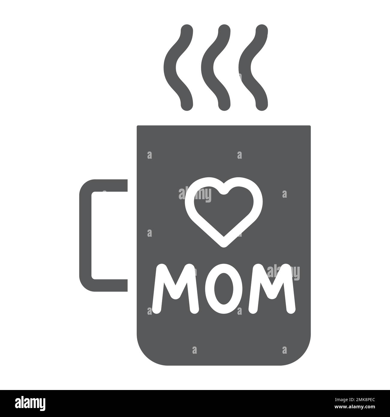 Mom cup glyph icon, love and utensil, inscription on mug sign, vector ...